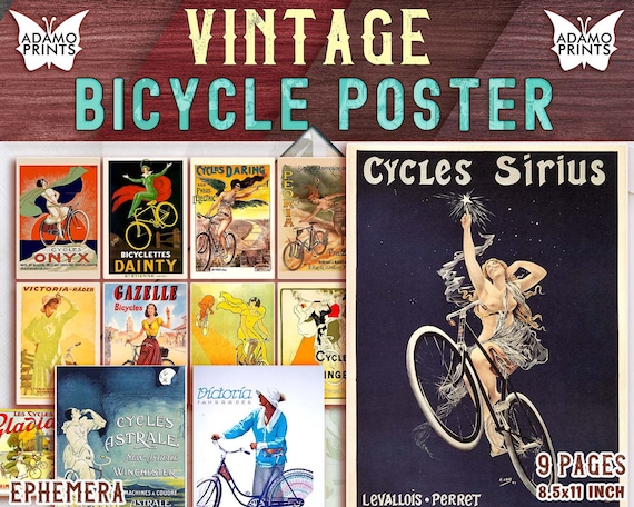 Vintage Bicycle Poster Digital Images Ephemera Classics | Etsy