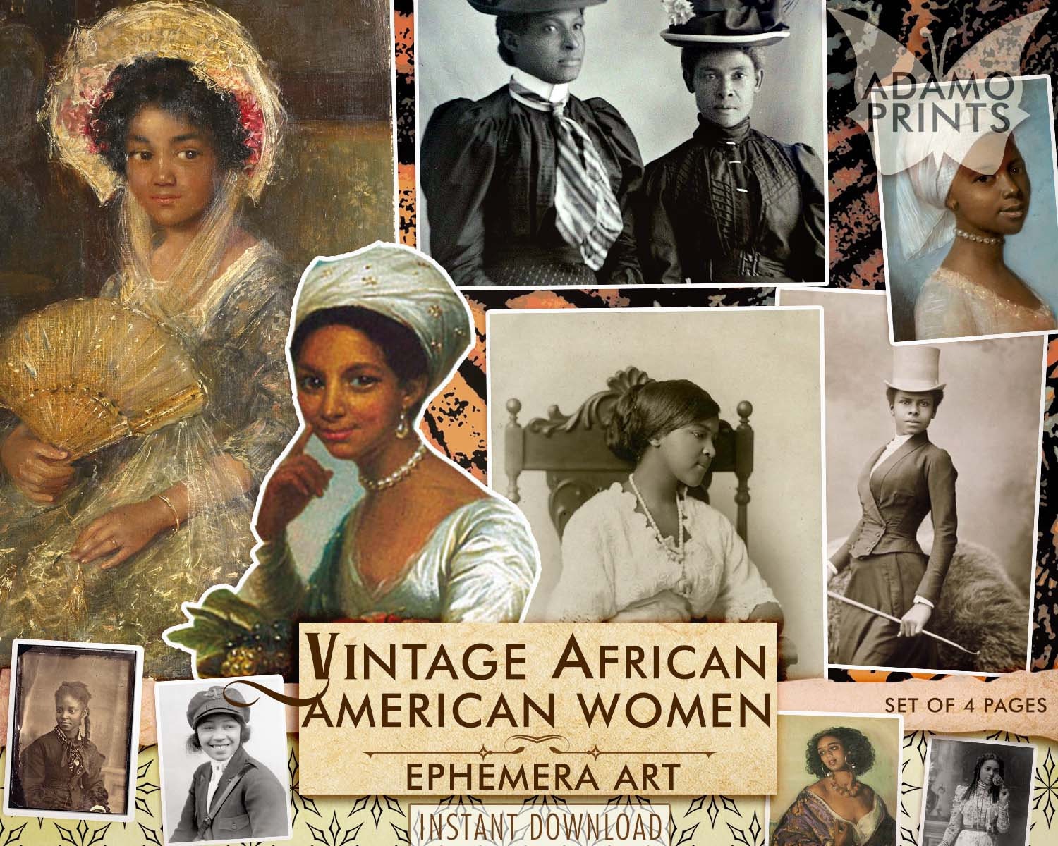 Vintage African American Women Digital Images Vintage | Etsy