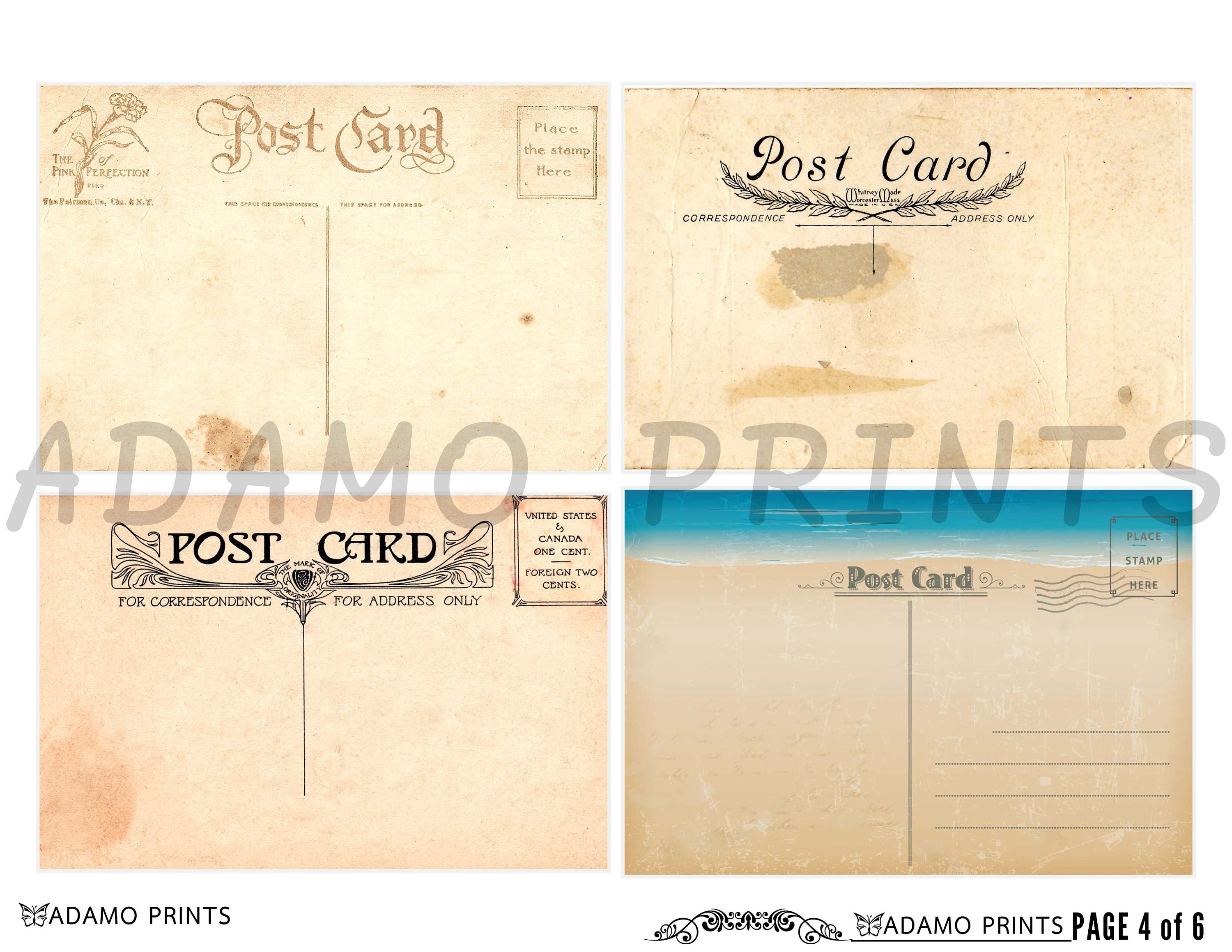 Old Time Postcard Old Postage Digital Printable Postcards - Etsy