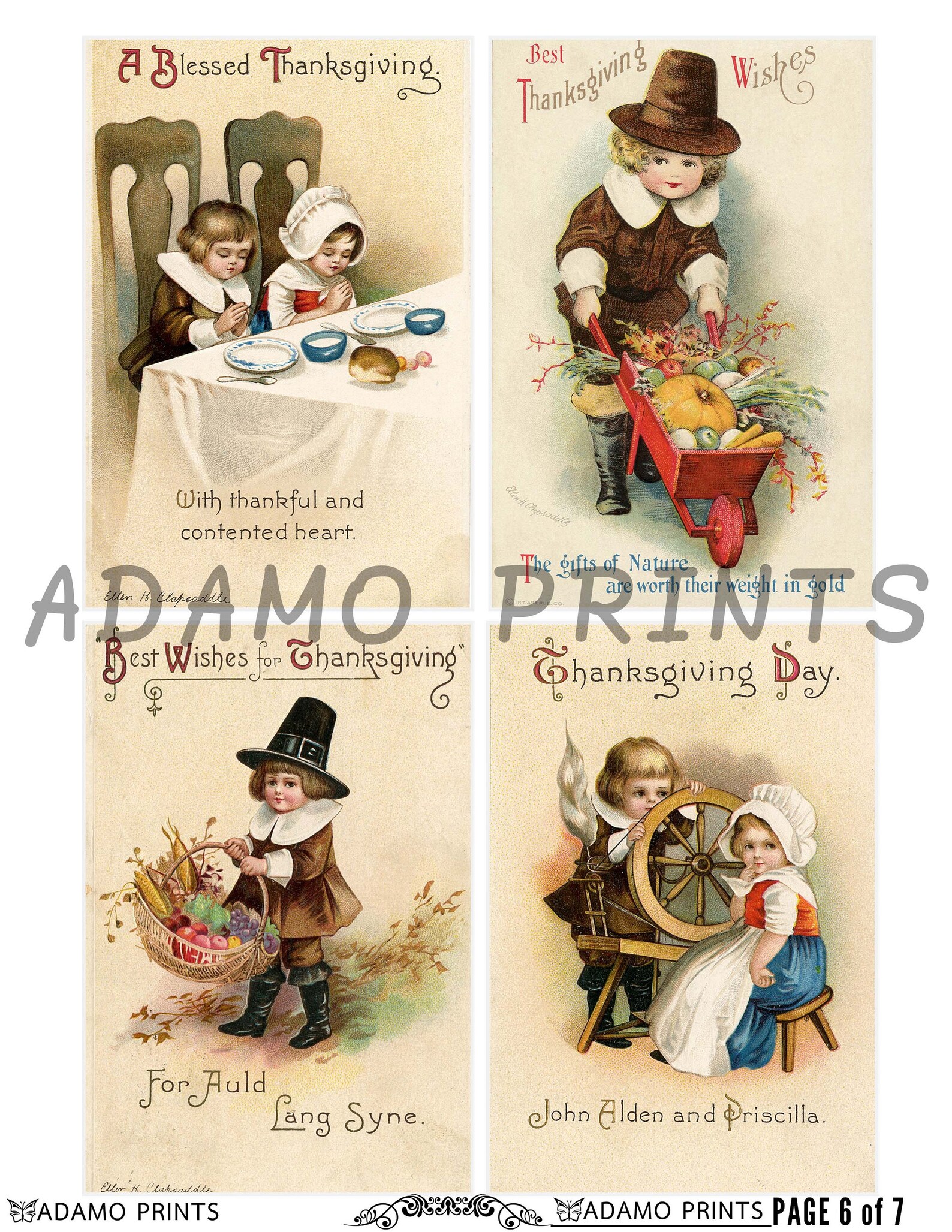Thanksgiving Digital Digital Vintage Art December Printable - Etsy