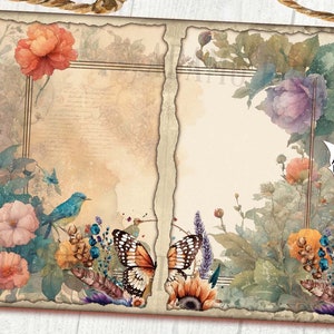 Boho Chic Journal Pages, Woman Bohemian Flower Junk Journal Kit, Boho ...