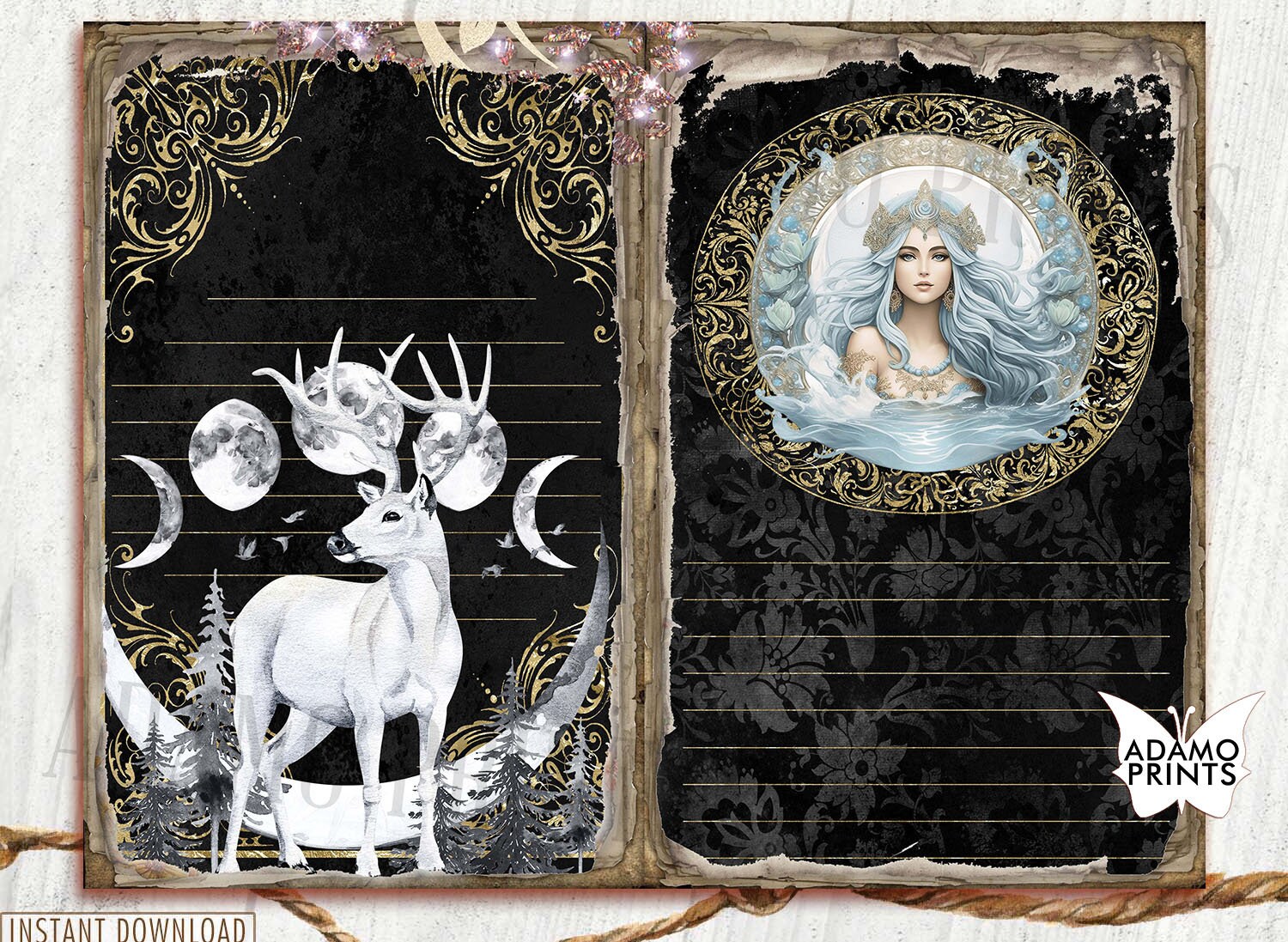 Ancient Goddess Junk Journal Pages, Collage Sheets, Ephemera Moon ...