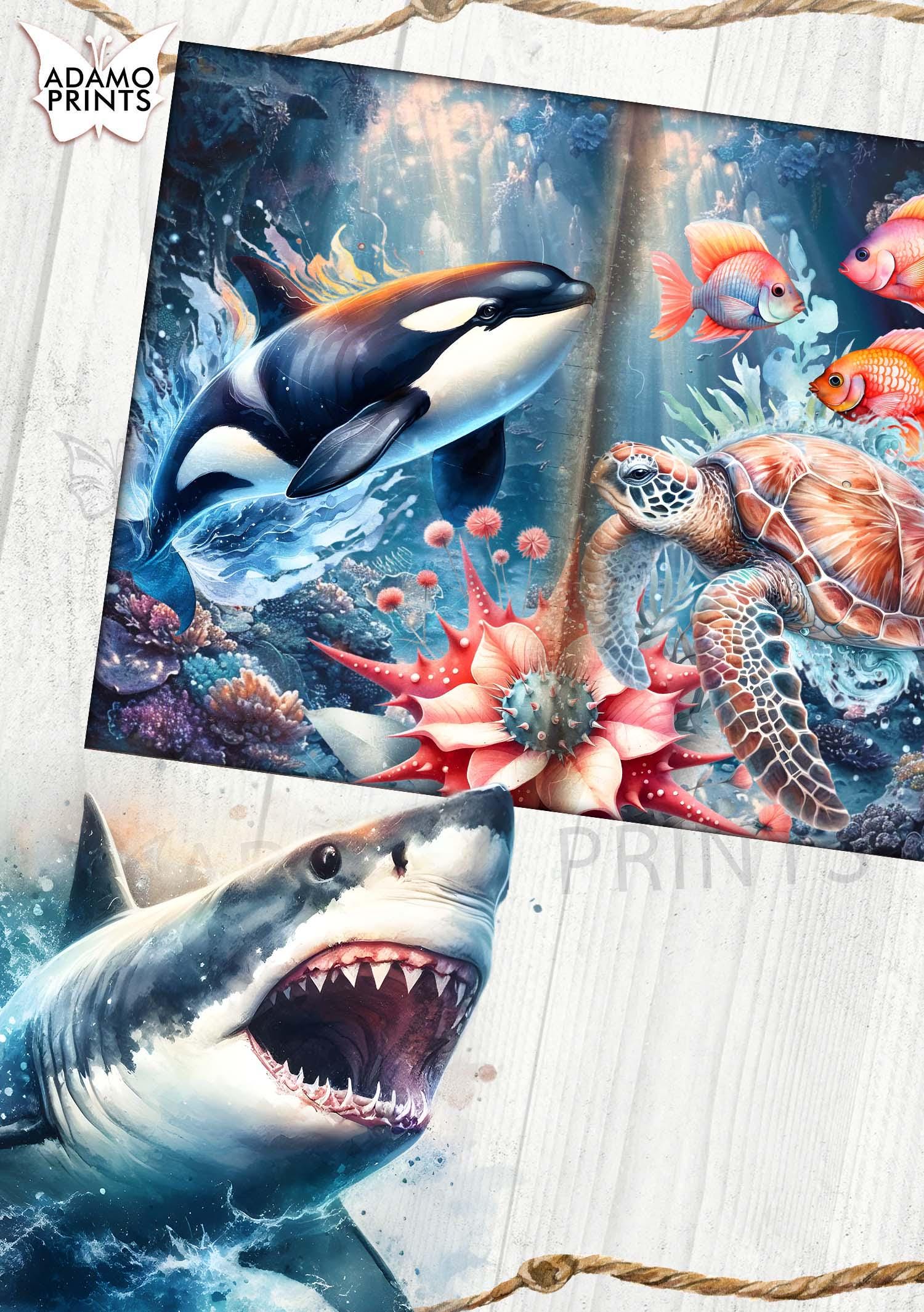 Underwater Sea Animals Journal Pages: Ocean Collage Sheets (digital Kit ...