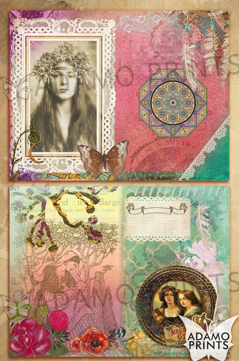 Gypsy Boho Junk Journal Kit, Printable Collage Pages (digital Download ...