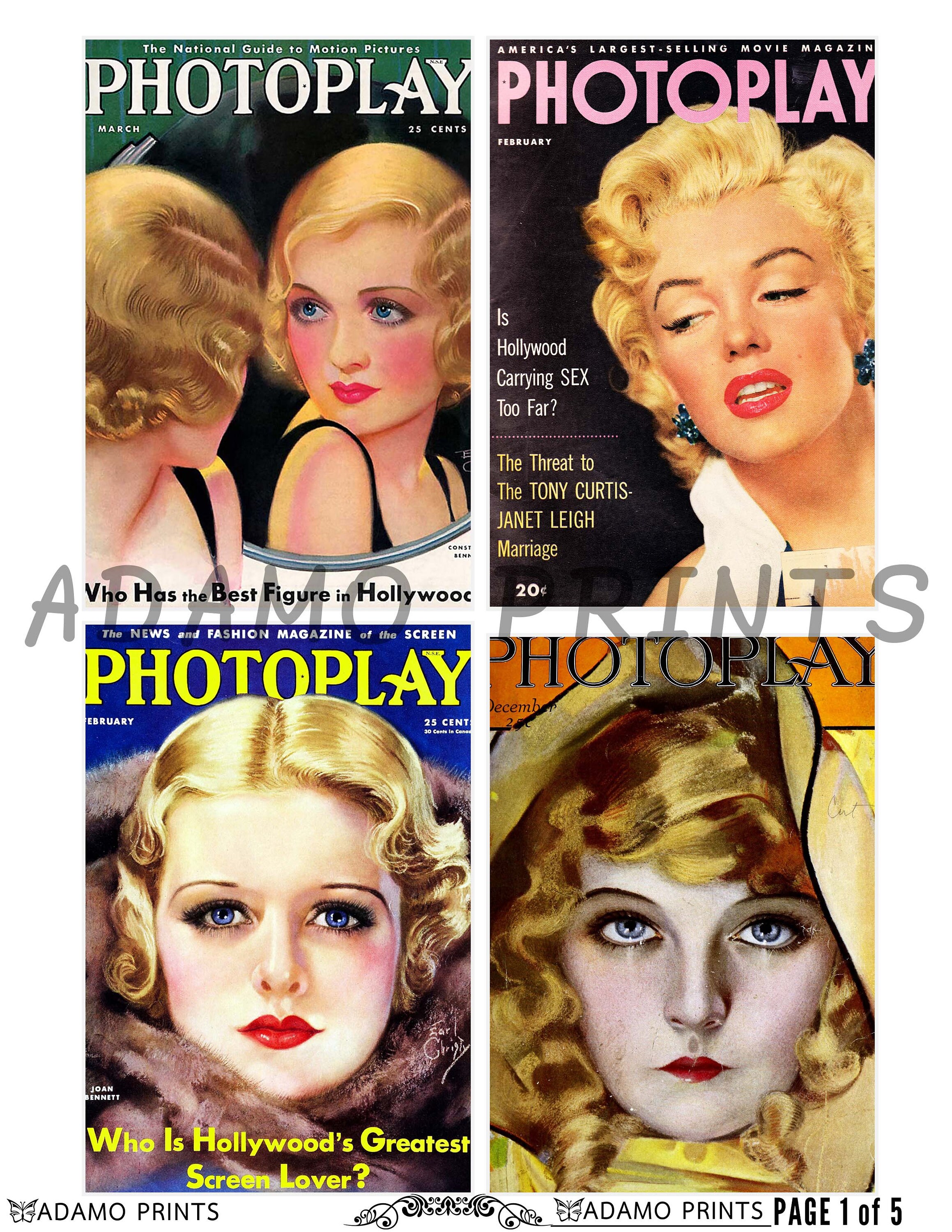 Beauty on Magazine Cards Set3 Digital Images ATC Cards Old - Etsy