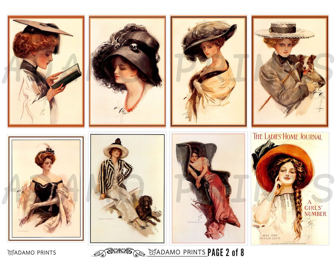 Harrison Fisher Ladies Journal Cards Set2 Digital Images ATC - Etsy