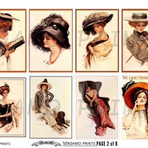 Harrison Fisher Ladies Journal Cards Set2, Digital Images, ATC Cards ...