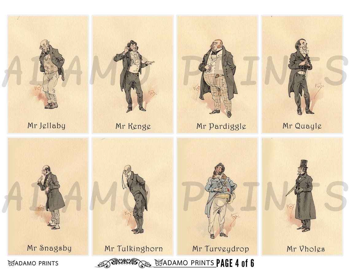 Charles Dickens Characters by Kyd Set2 Ephemera Classics | Etsy