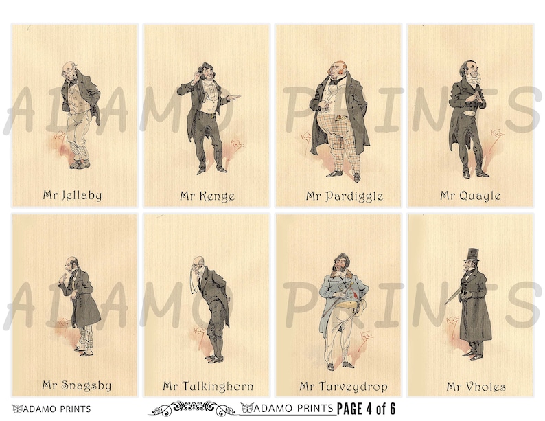 Charles Dickens Characters by Kyd Set2 Ephemera Classics | Etsy