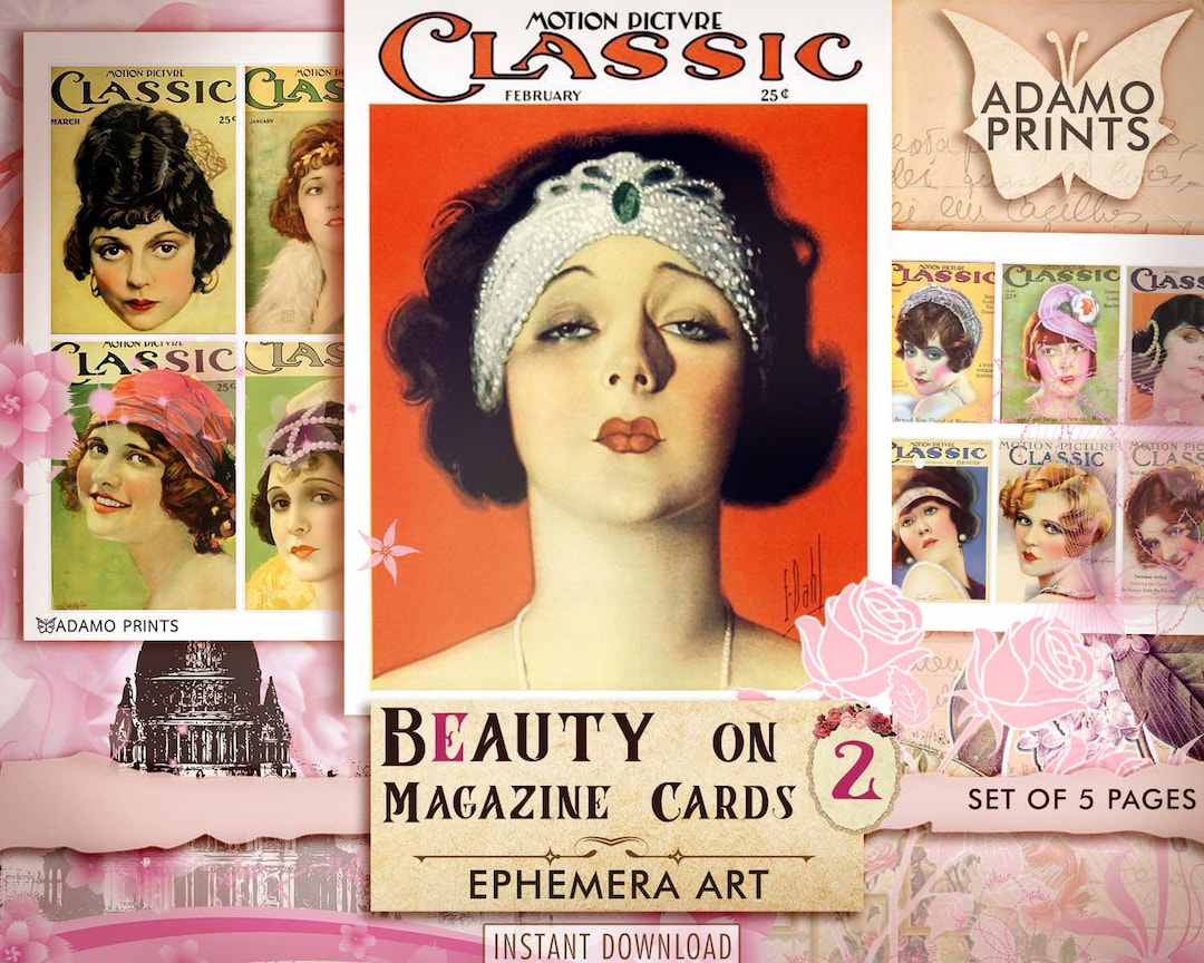Beauty on Magazine Cards Set2, Digital Images, ATC Cards, Old Magazines ...