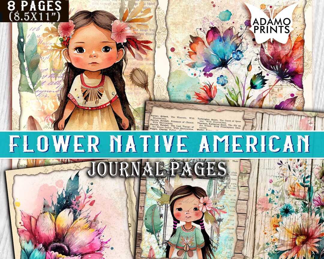 Boho Flower Native American Junk Journal Pages: Vintage Ephemera (PDF ...
