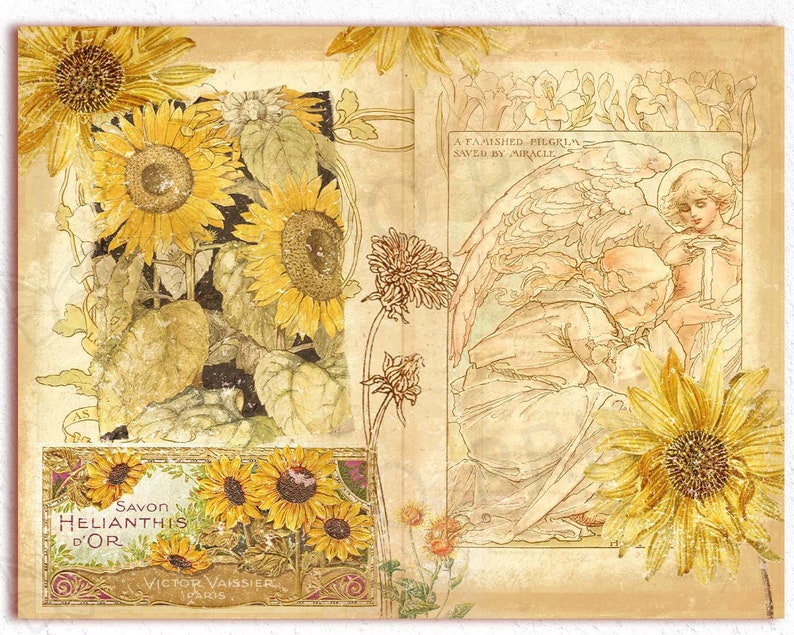 Sunflower Poem Journal Kit Journal Page Ephemera Flower - Etsy