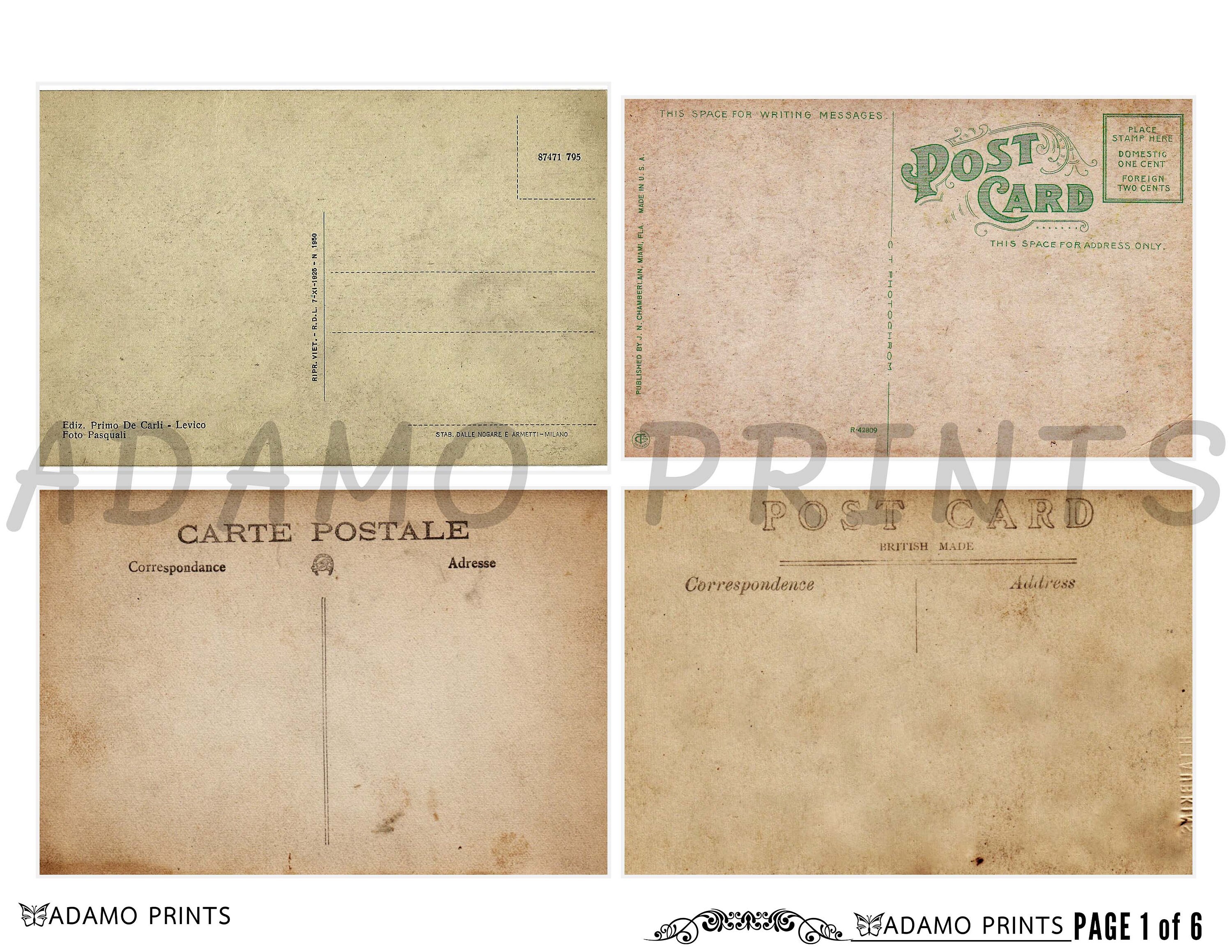 Old Time Postcard Old Postage Digital Printable Postcards - Etsy