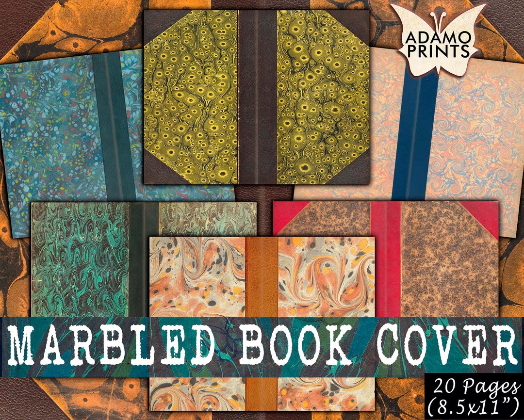 Marbled Book Cover, Bookbinding, Grunge Digital Paper, Junk Journaling ...