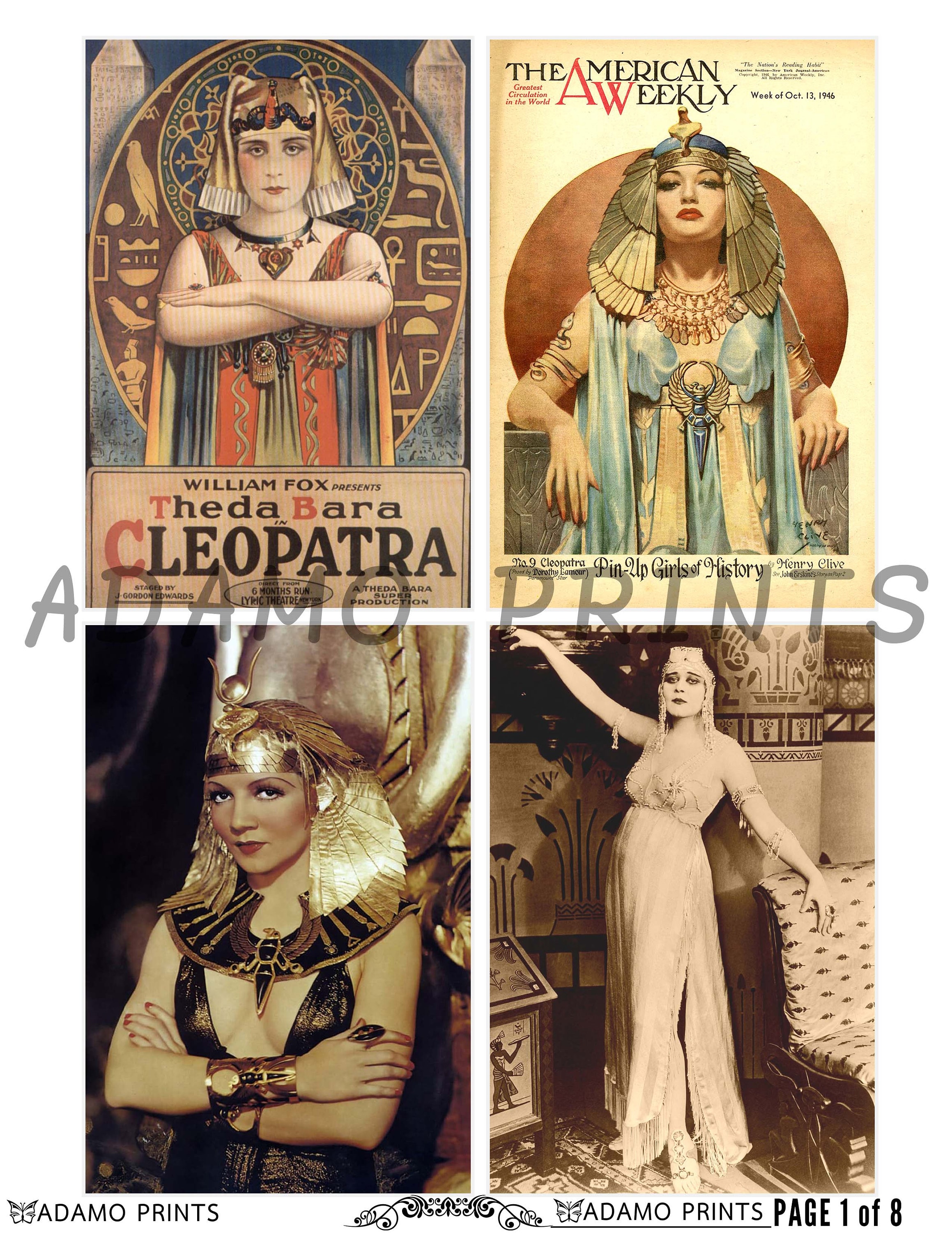 Cleopatra Vintage Art Digital Images Digital Collage - Etsy