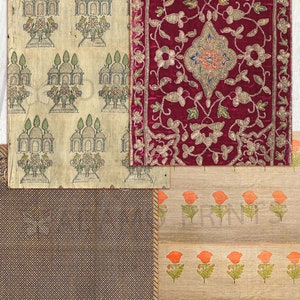 Indian Textile Pattern, Shabby, Boho, Junk Journaling Kit, Paper for ...