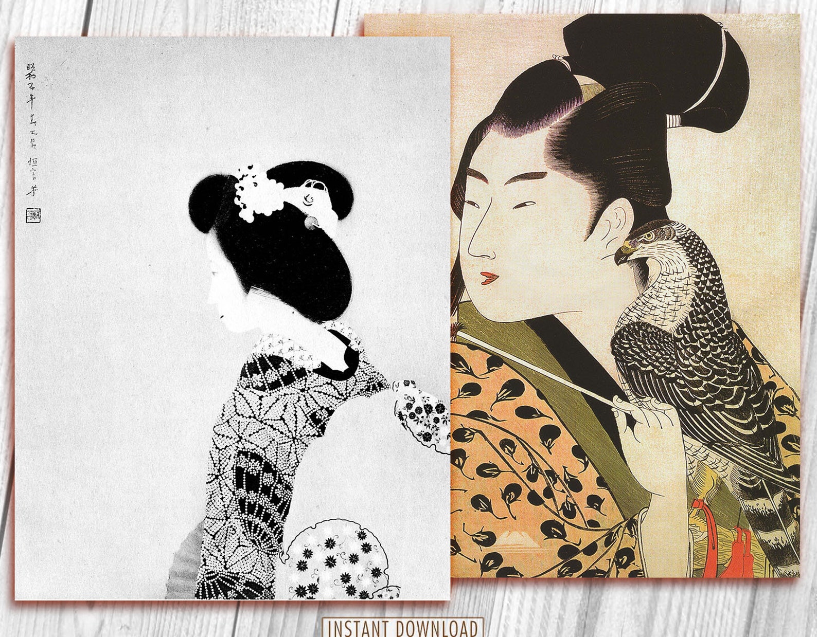 Vintage Japanese Women Poster Digital Images Women Art - Etsy