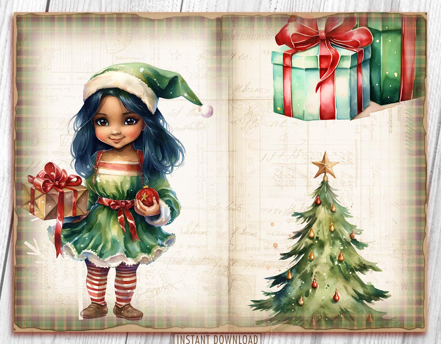 Christmas Elf Journal Pages, Holiday Journal Kits, December, Festive ...