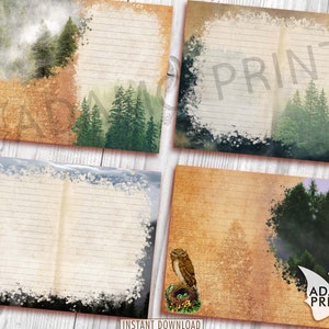 Forest Owl Journal Kit, Blank & Lined Page, Woodland, Collage Sheets ...