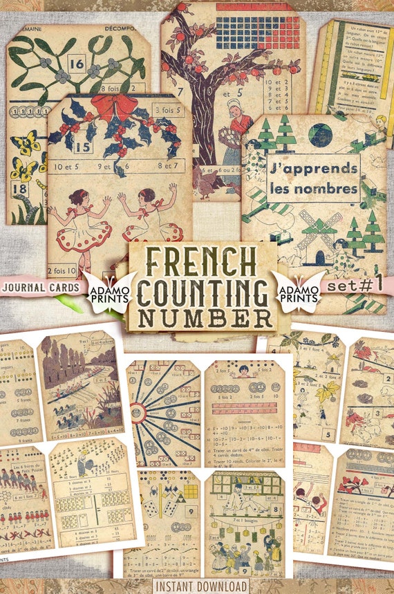 French Counting Number Set1 Journal Cards Flash Cards | Etsy
