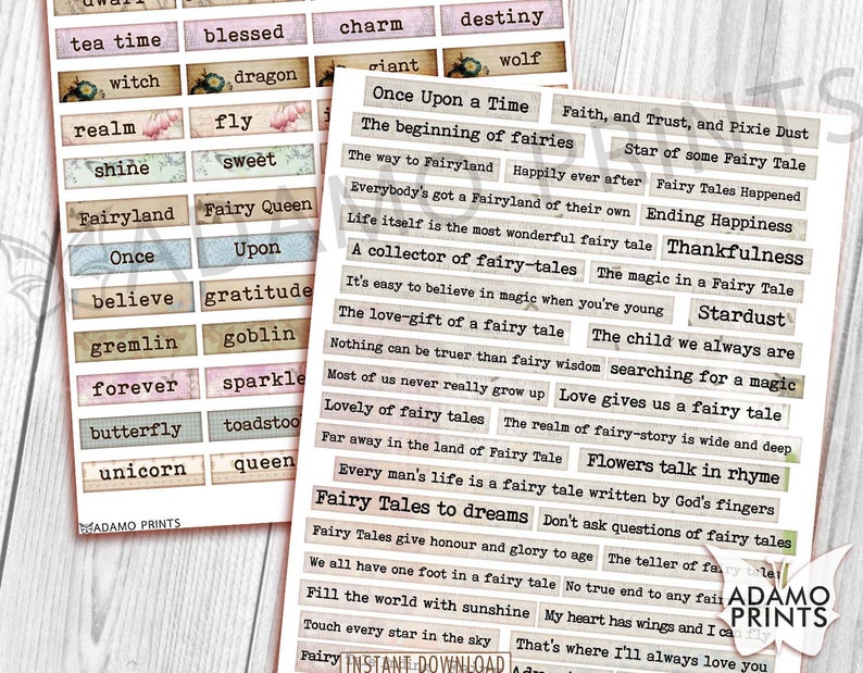 Fairies Phrases, Journal Words, Fairy Embellishment, Digital Quotes ...