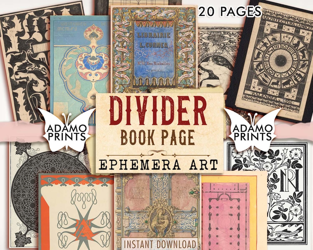 Vintage Divider Book Pages, Cover and Title Pages, Junk Journal Kit ...