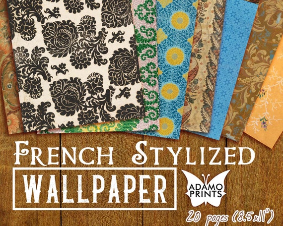 French Stylized Wallpaper Paper Pattern Shabby Paper Paper - Etsy