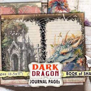 Dark Dragon Book of Shadow Journal Pages, Blank & Lined, Magic Spell ...