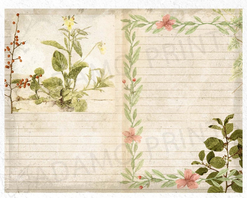 Botanical Garden Journal Kit, Journal Page, Ephemera Journal ...