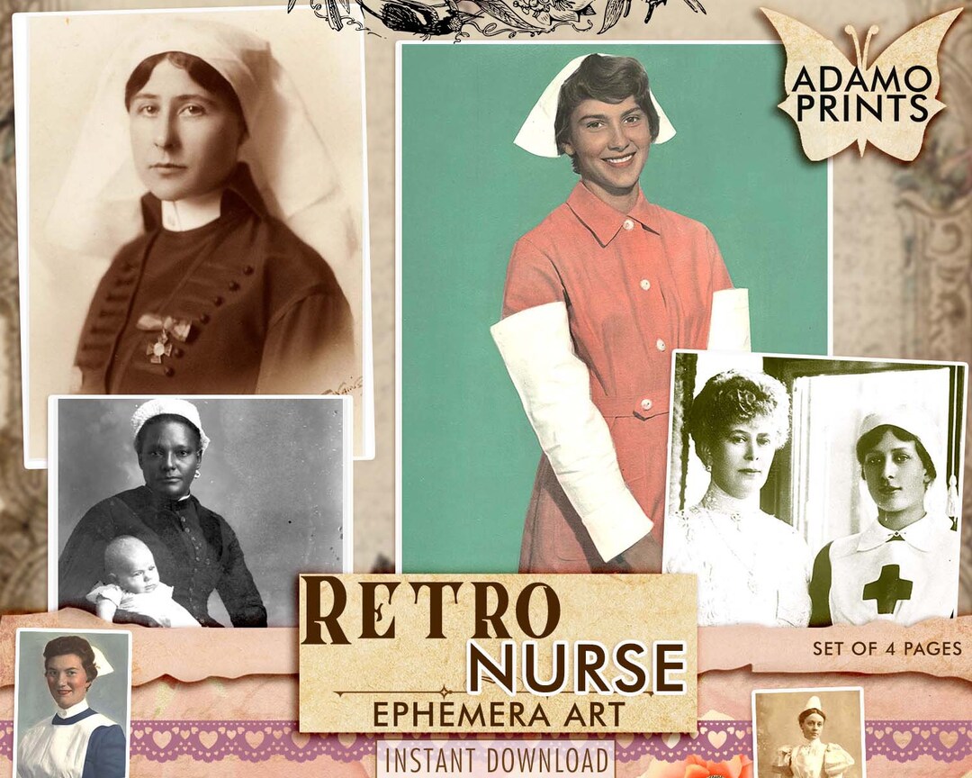 Retro Nurse, Antique Photo, Nurse Digital, Ephemera Art, Digital Images ...