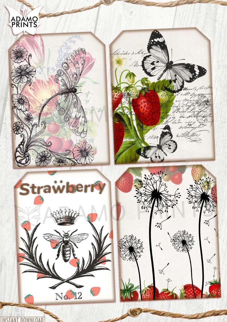 Strawberry Journal Kit Journal Page Collage Sheets Fruit - Etsy