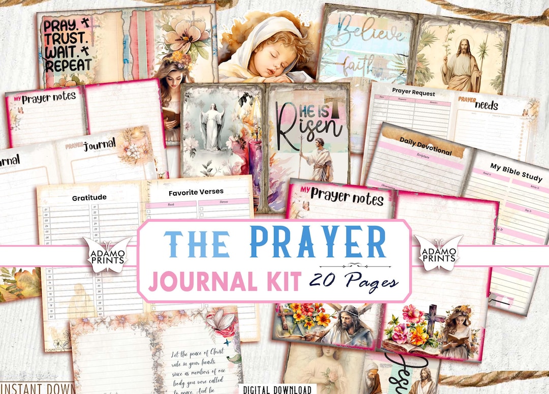 The Prayer Junk Journal Kit Faith GOD Journal Jesus Collage Sheets ...