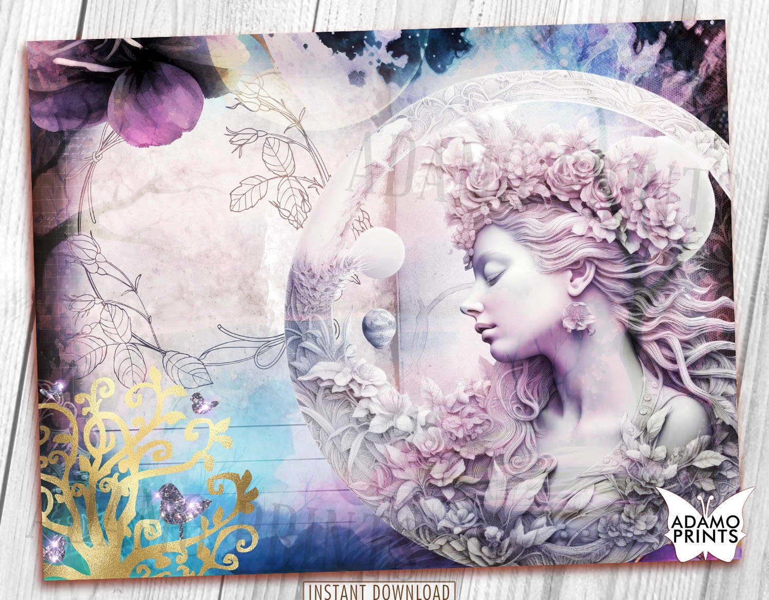 Ancient Goddess Junk Journal Pages, Collage Sheets, Ephemera Moon ...