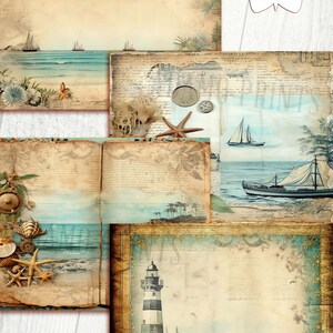 Basic Sea Lighthouse Junk Journal Kit, Digital Paper Background for ...