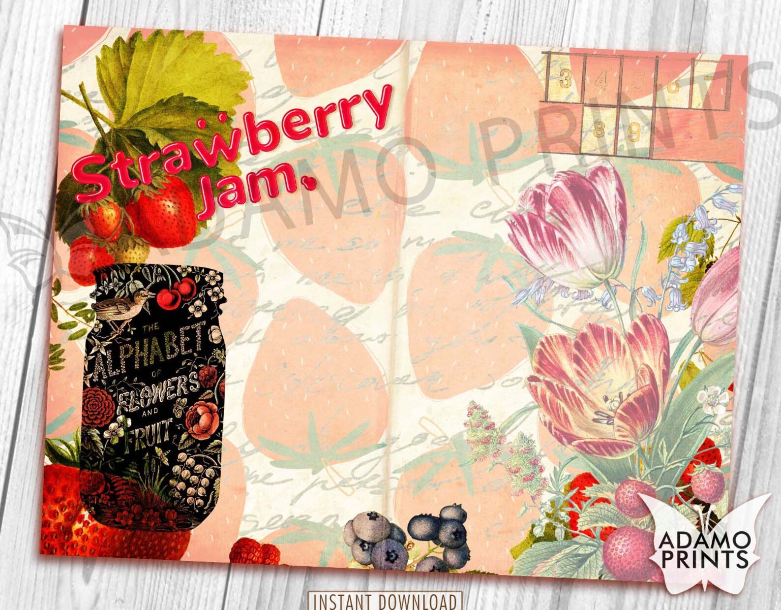 Strawberry Journal Kit Journal Page Collage Sheets Fruit - Etsy