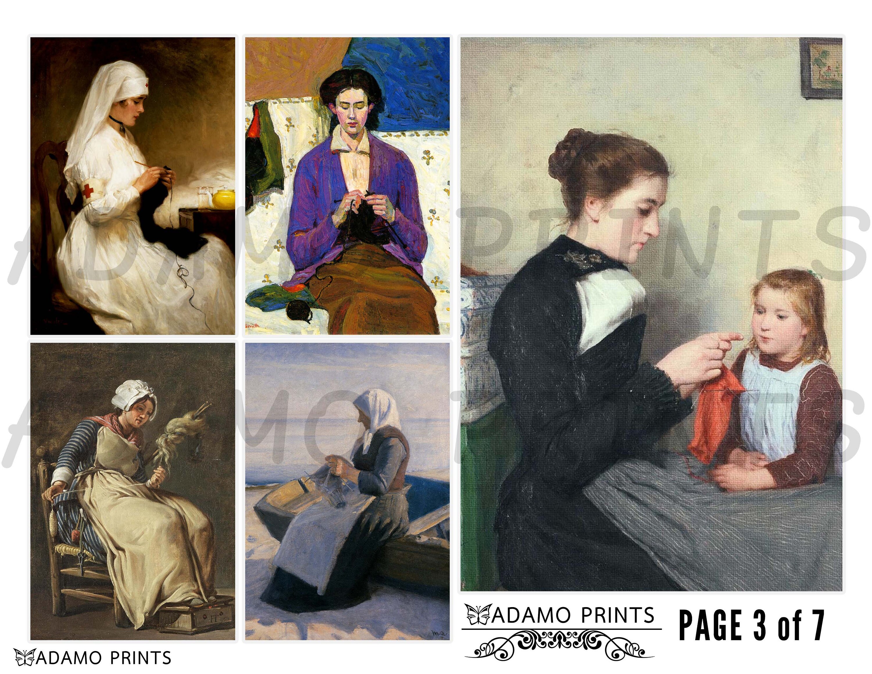 Knitting Ladies, Digital Imges, Ephemera Classics, Digital Images ...