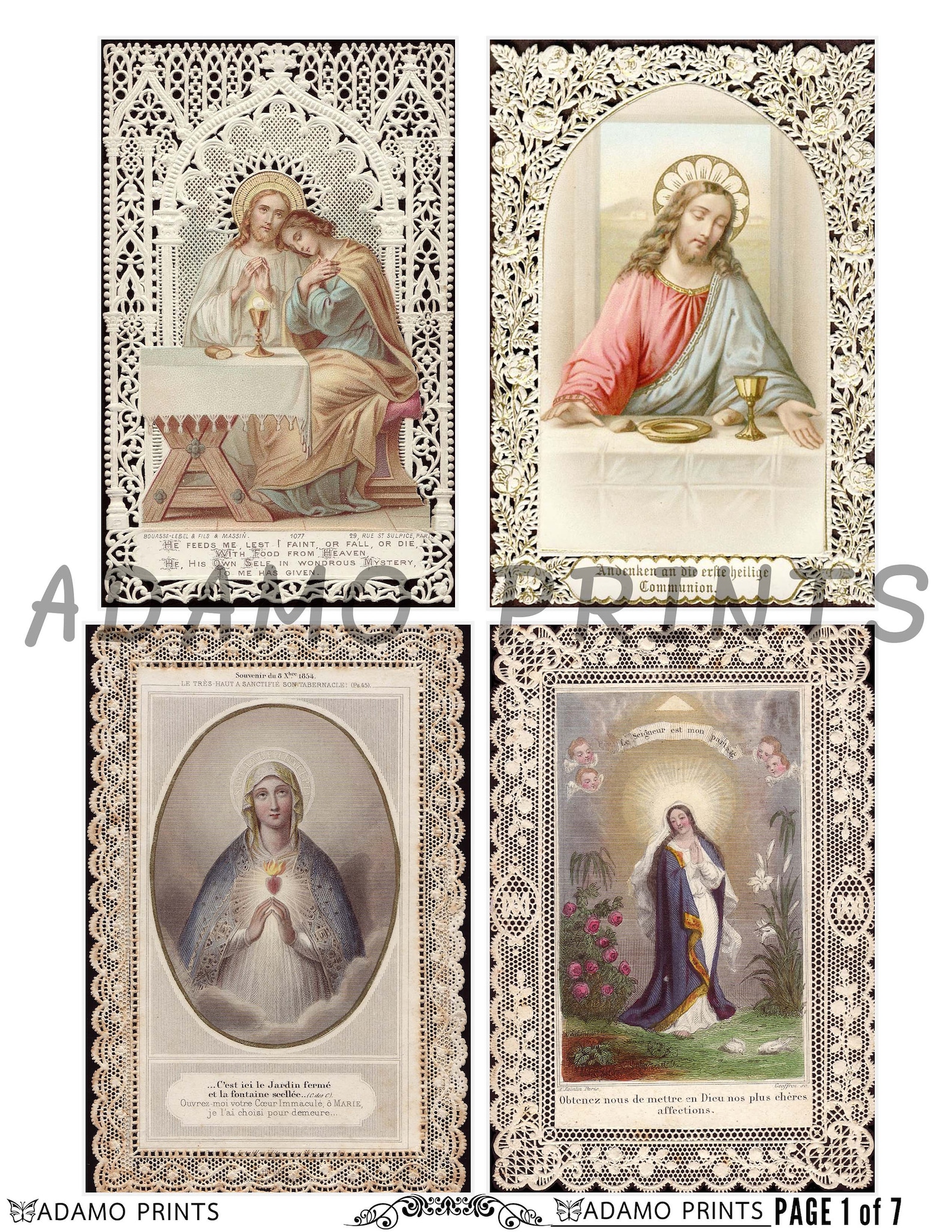 Lace Holy Card Prayer Card Digital Ephemera Classics - Etsy