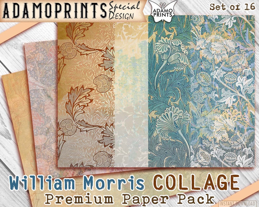 William Morris Collage Paper Pack, Junk Journaling Kit, Shabby Chic ...