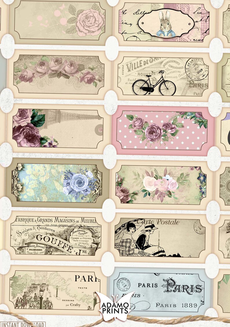 French Ticket Collage Ticket Digital Embellishments Junk - Etsy