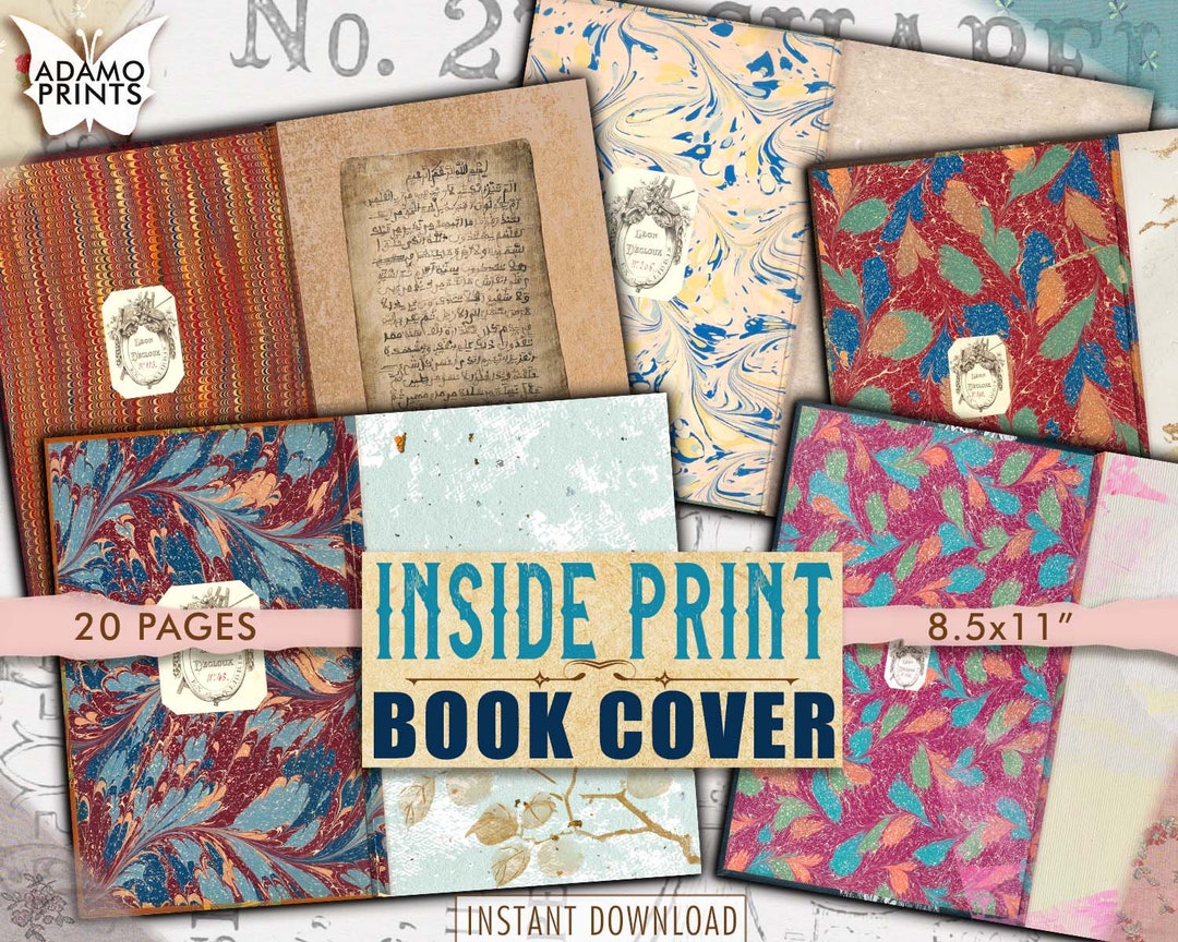 Inside Print Book Cover, Blank Journal, Vintage Journal Kit, Paper for ...