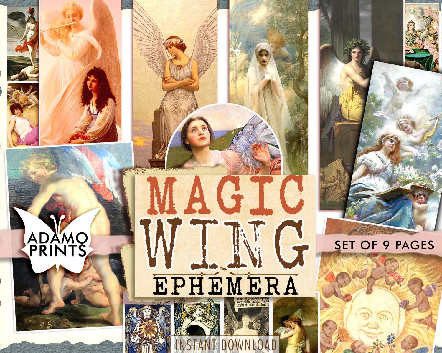 Magic Wing Ephemera Journal Digital Art Collage Sheet | Etsy