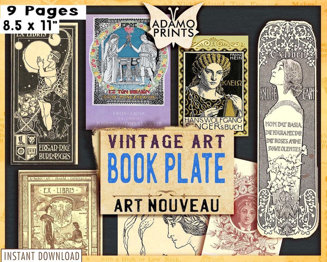 Vintage Art Nouveau Bookplate, Ex Libris, Printable Bookplates ...