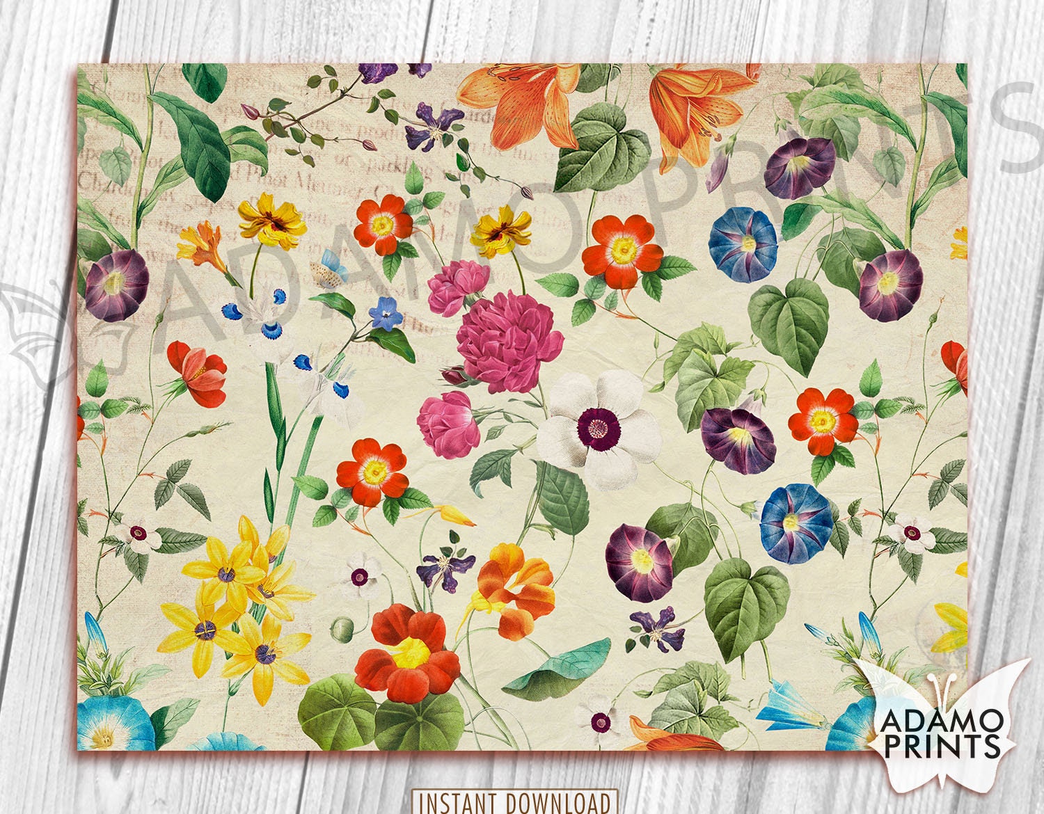 Retro Flower Pattern Set1 Junk Journaling Kit Paper for - Etsy