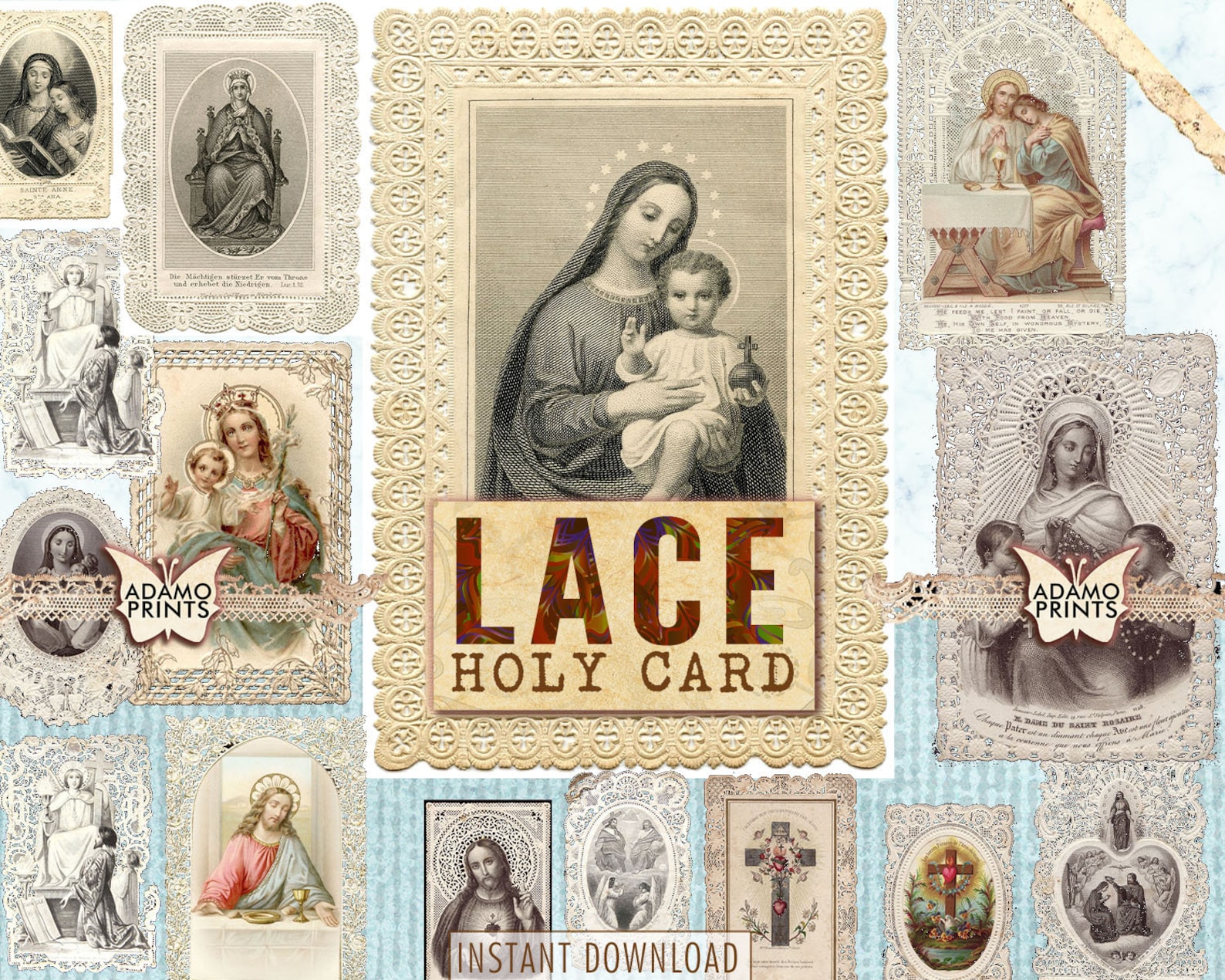 Lace Holy Card Prayer Card Digital Ephemera Classics - Etsy