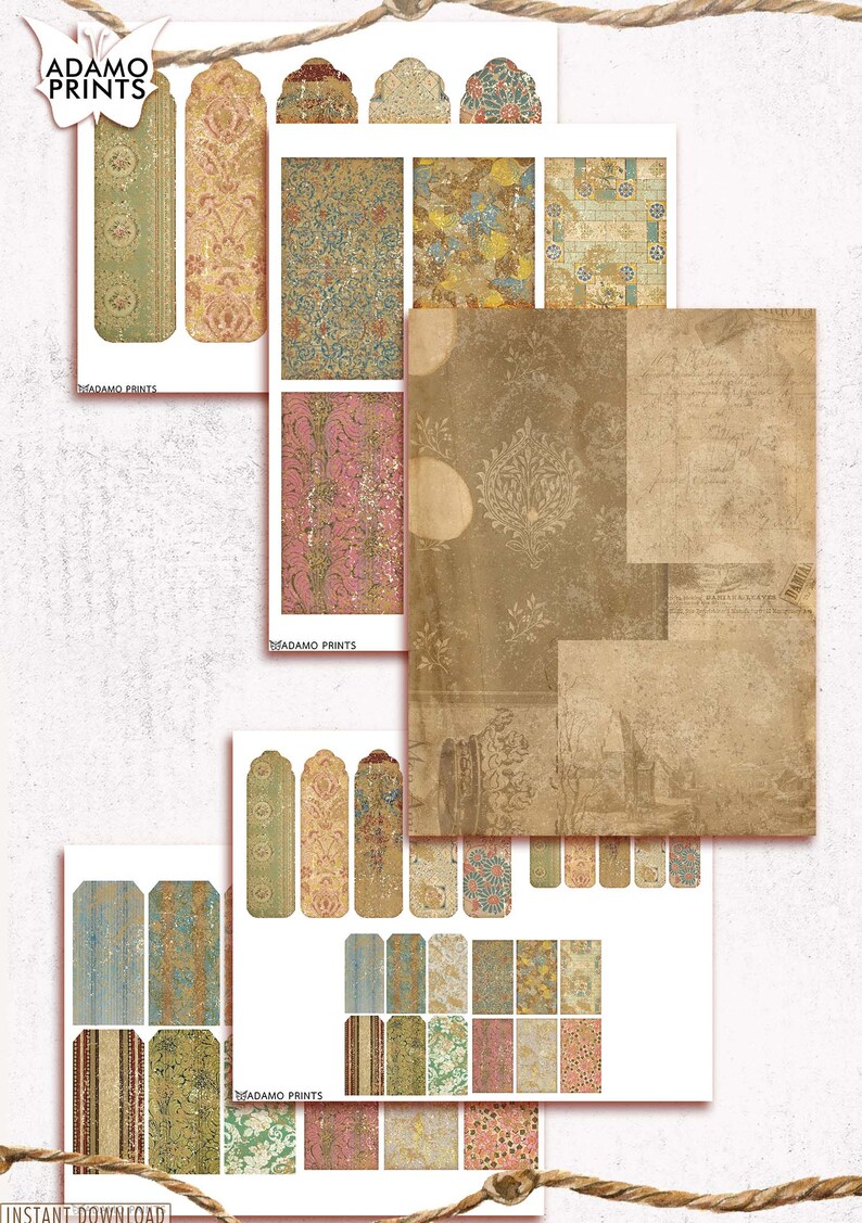 Wallpaper Grunge Tag Kit Digital Tag Victorian Ephemera - Etsy