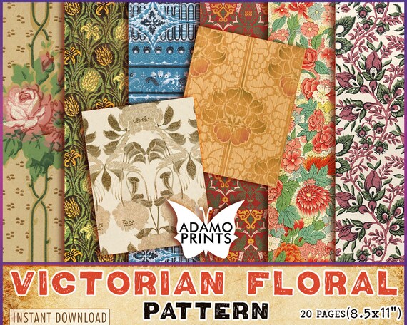 Victorian Floral Pattern Junk Journaling Kit Paper for | Etsy