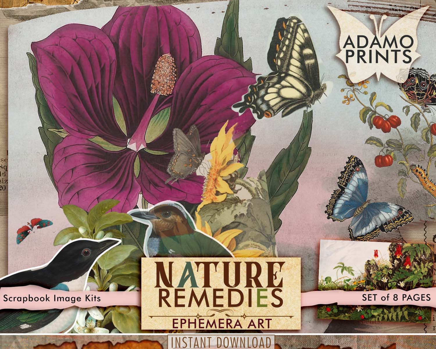 Nature Remedies, Junk Journal, Digital Kit, Printable Image, Flower ...