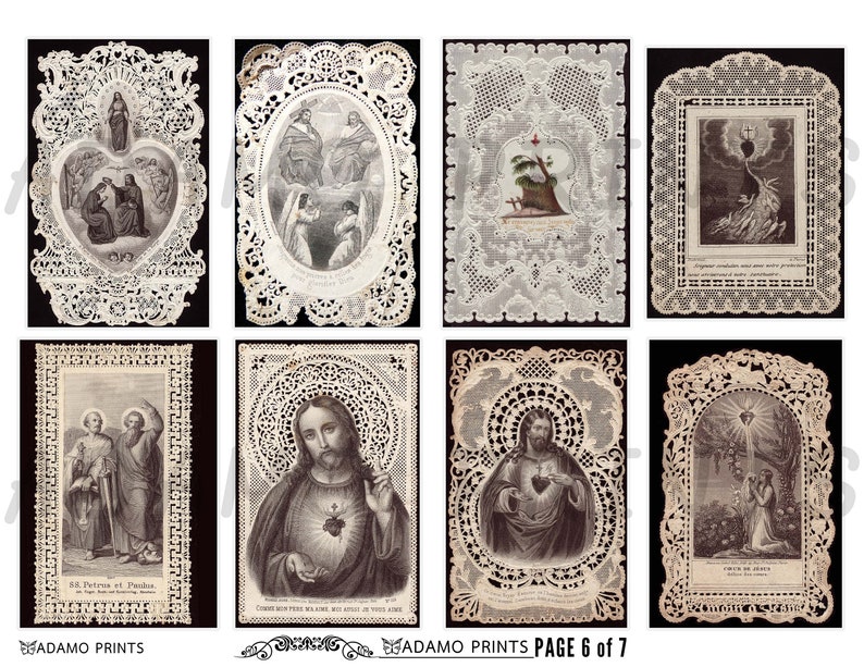 Lace Holy Card Prayer Card Digital Ephemera Classics - Etsy