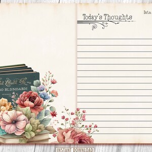 Shabby Floral Journal Kit, Lined & Blank Paper, Journal Page, Peonies ...