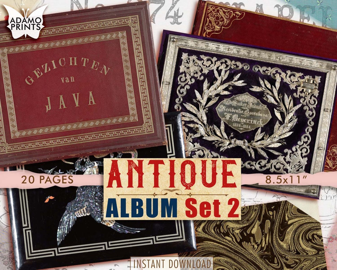 Antique Album Set2, Victorian Digital, Vintage Book Cover, Junk ...